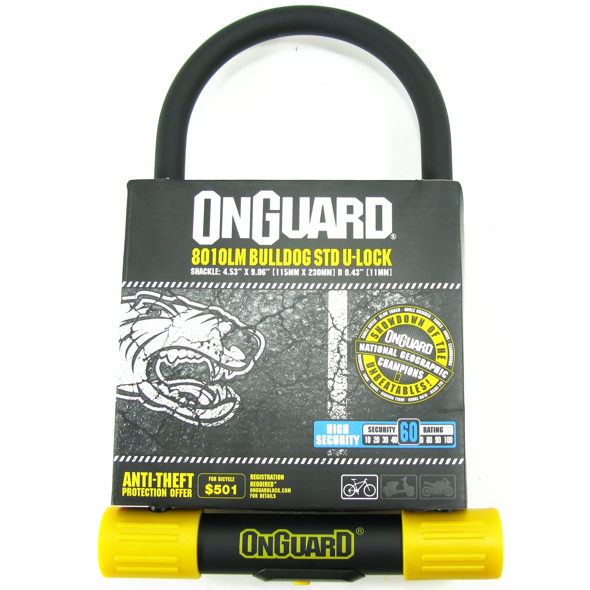 OnGuard 8010LM Lean & Mean 115mm x 230mm Key U-Lock | The Bikesmiths
